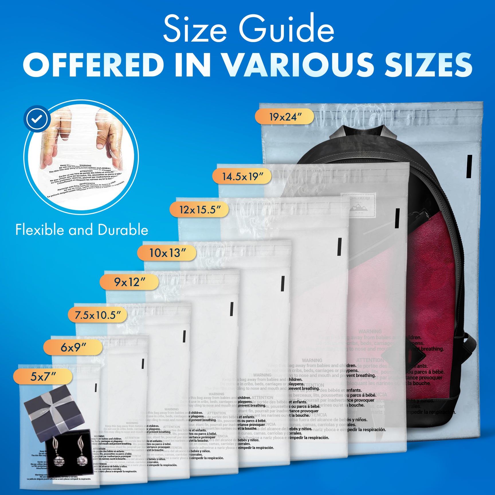 Suffocation Warning Clear Plastic Self Seal Poly Bag – Shop4Mailers